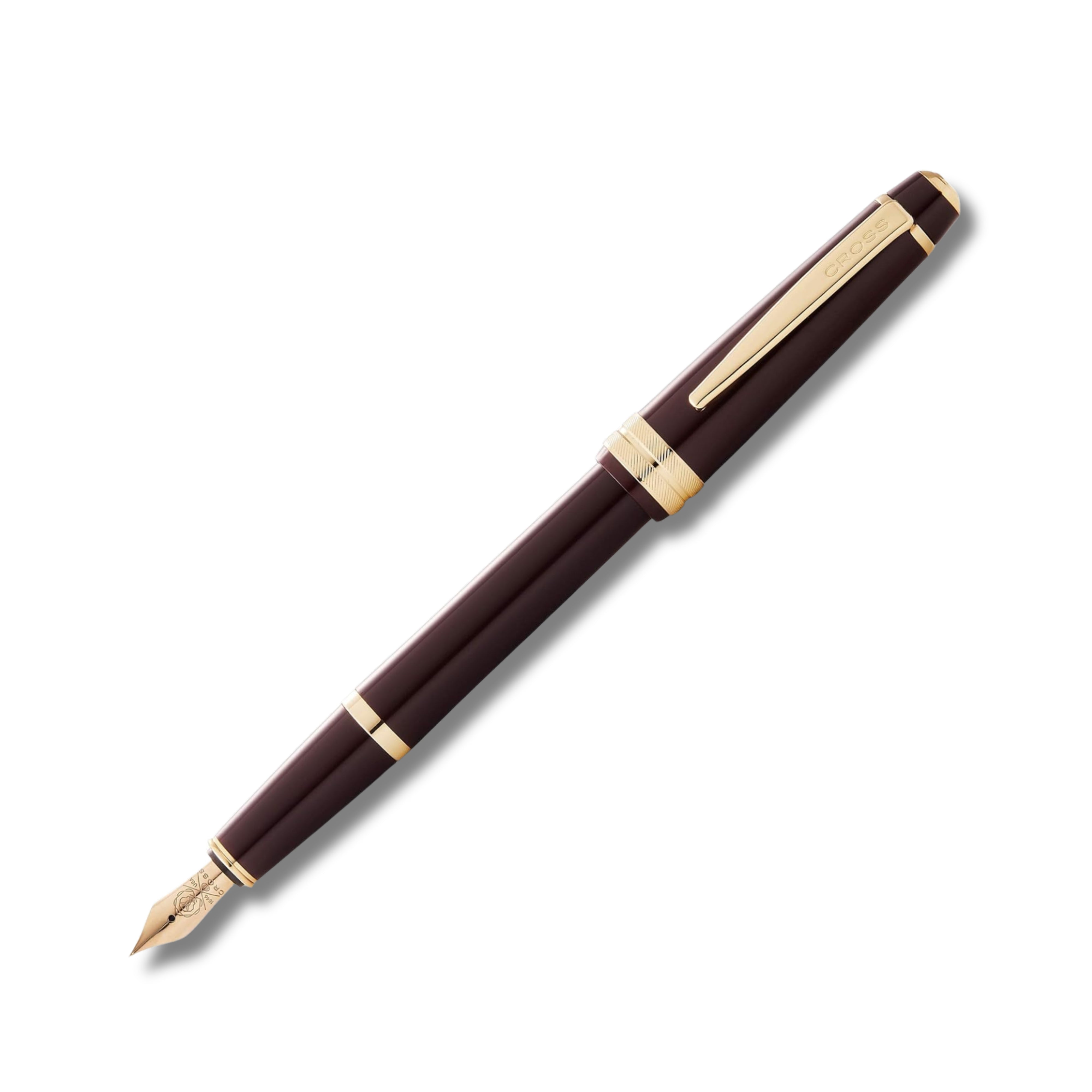 Cross Bailey Light Polished Burgundy Resin and Gold Tone Fountain Pen ...