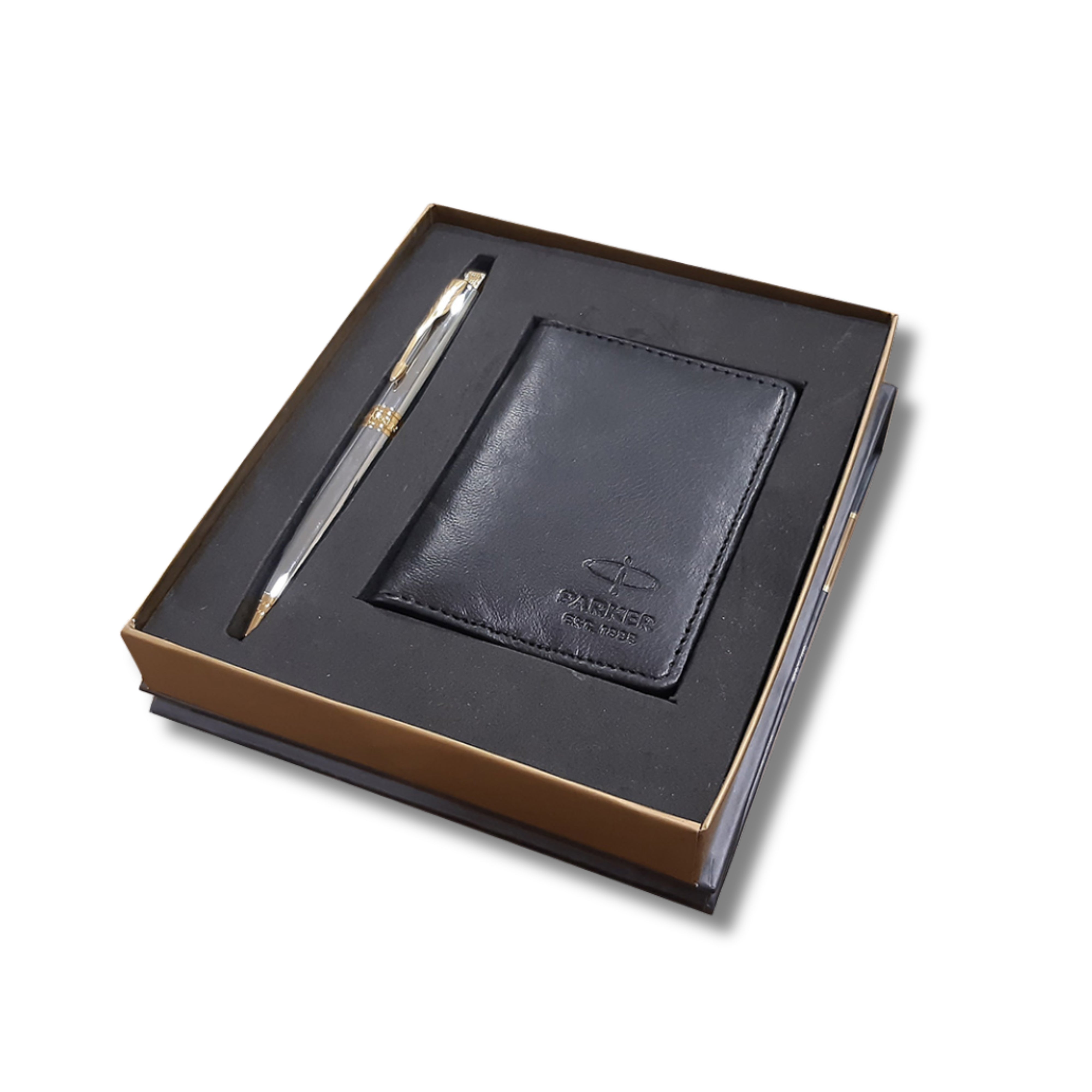 Parker Aster Shiny Chrome GT Ballpoint Pen with Credit Card Holder ...